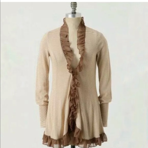 Anthropologie | Sweaters | Anthropologie Guinevere Ruffle Cardigan ...